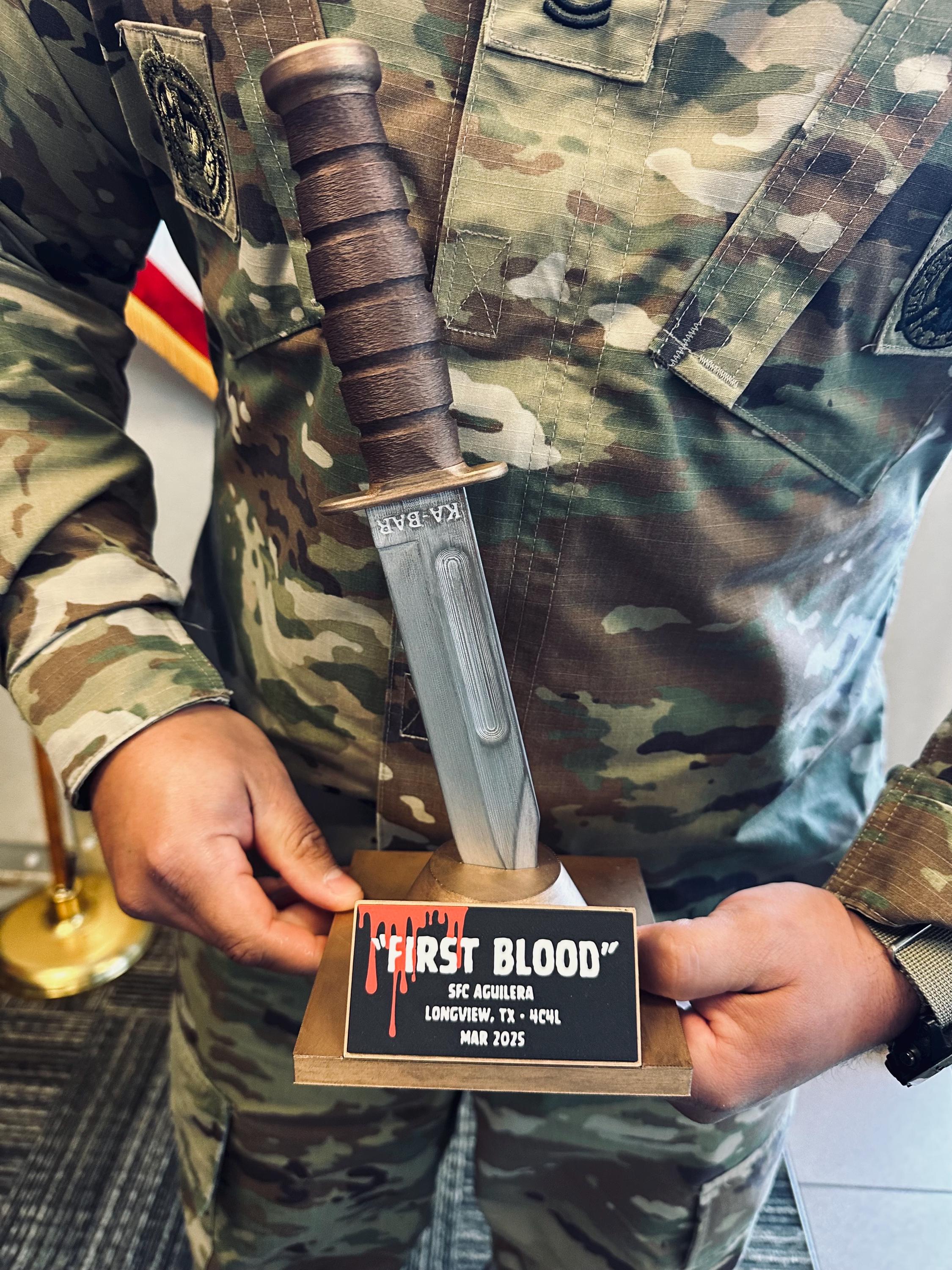 Custom Knife Trophy – 3D Printed Military Award for First Wins, Promot ...